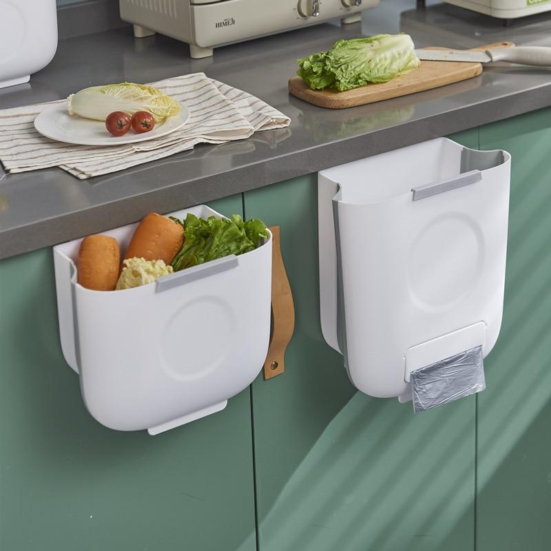 3/6/8L Wall Mount Foldable Trash Can for Kitchen Cabinet Door with ...