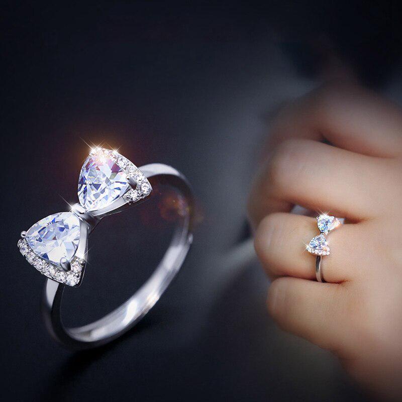 Buy Luxury Classic Wedding Ring 925 Sterling Silver AAA CZ Zircon Bowknot Rings at affordable ...