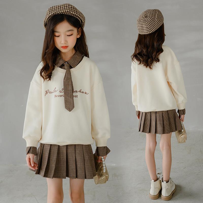 Buy Girls School Clothes Kids Spring Long Sleeve Skirts Suits Winter ...