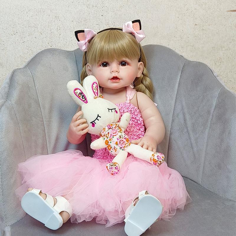 Reborn Dolls Full Body Silicone Vinyl Doll 55cm Pink Beauty Girl ...