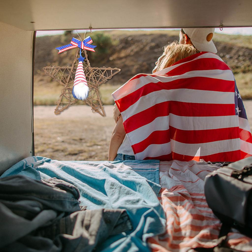 [wondeddrful home]Independence Day Faceless Doll Rattan Ring Pendant Rattan Window Pendant uygun ...