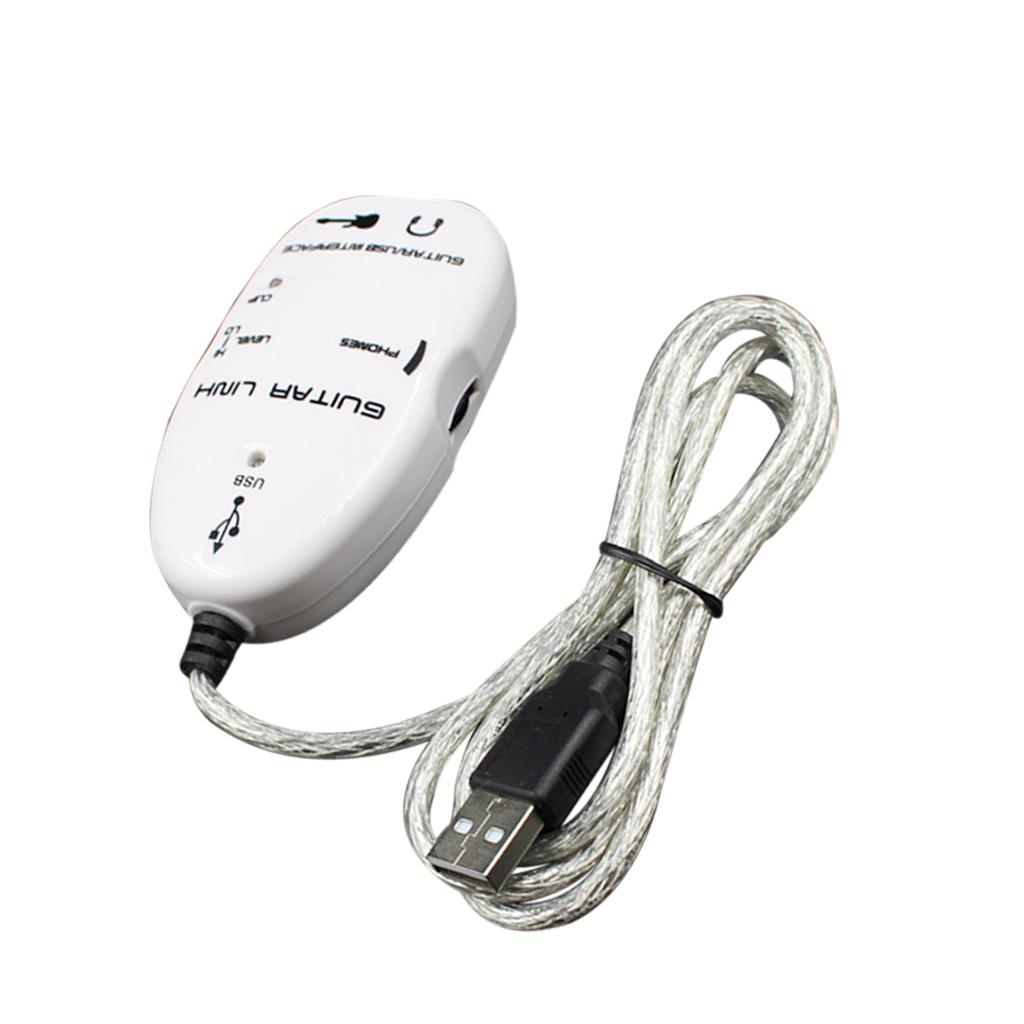 Guitar To USB Link Audio Cable Adapter Connector Instrument for PC ...