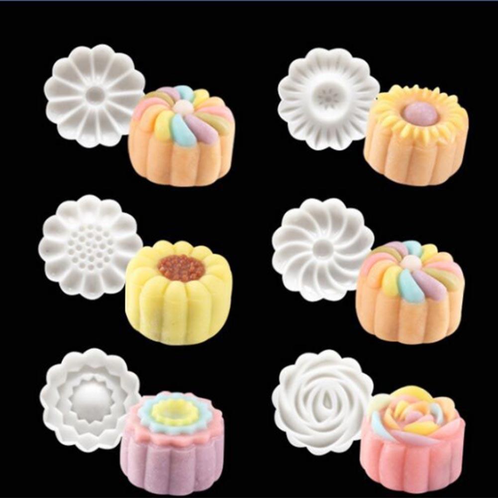 Buy Creative 7 Pcs/set 3D Rose Moon Cake Mold Hand Pressure Mid-Autumn ...