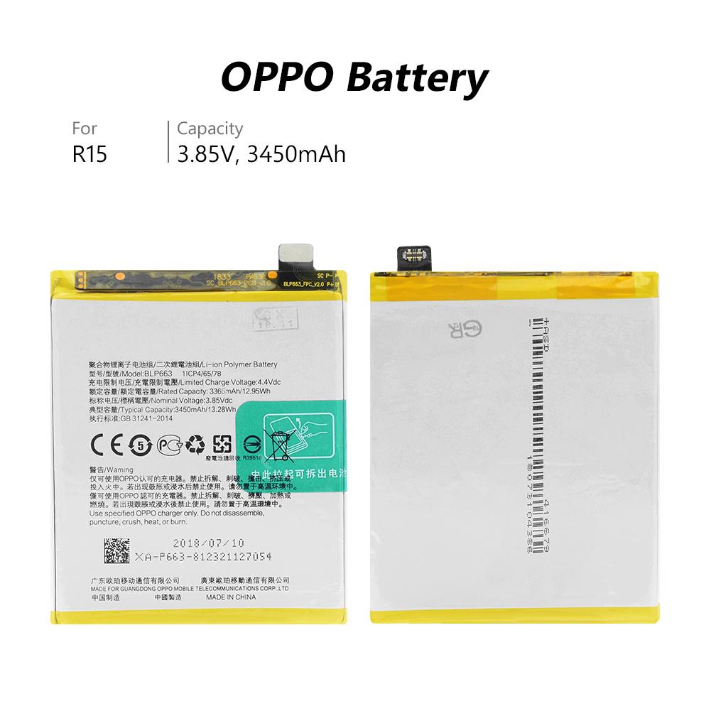 Buy Original BLP663 Battery For OPPO R15 Smart Phone 3.85V 3450mAh High ...