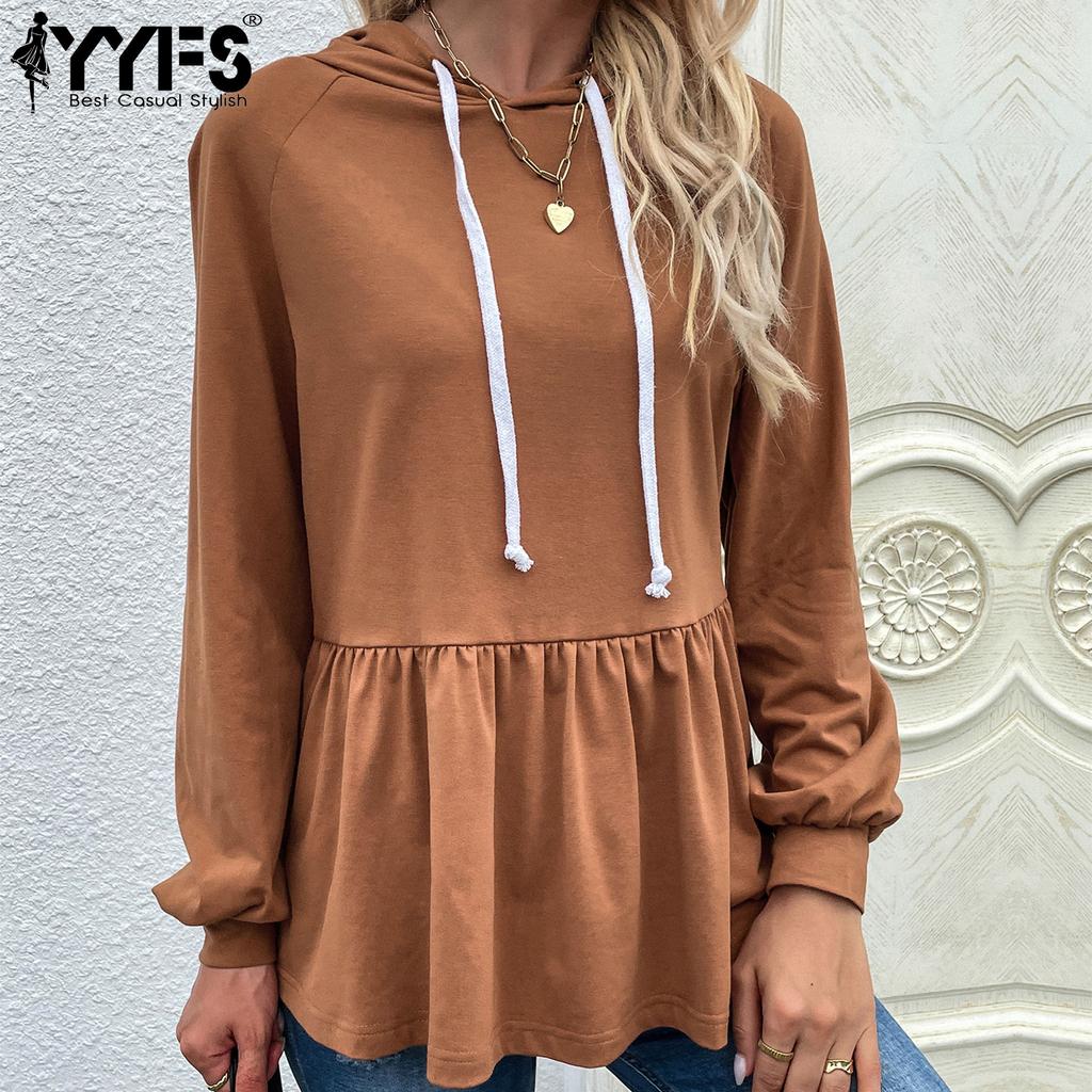 YYFS Women's Fashion Casual Solid Color Print Long Sleeve Hooded ...