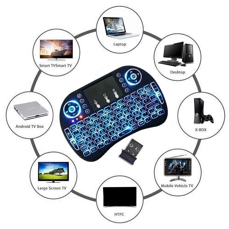 Remote Control Keyboard Portable 3 Colorful Backlight Projector I8 PC ...