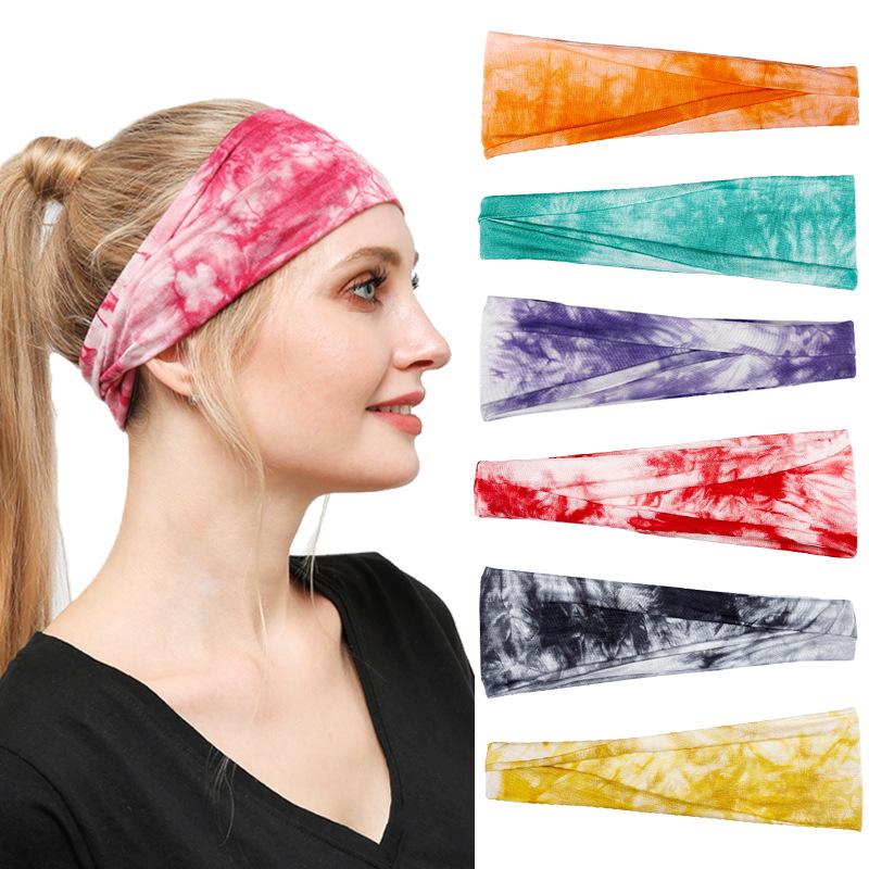 Nessaj Women Elastic Fitness Hair Band Tie Dye Cotton Headbands Stretch ...