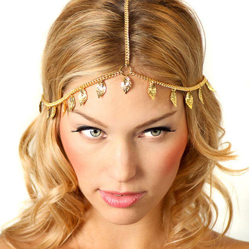 Girls Head Chain Bohemia Headband Leaves Tassels Drop Pendant Headwear ...