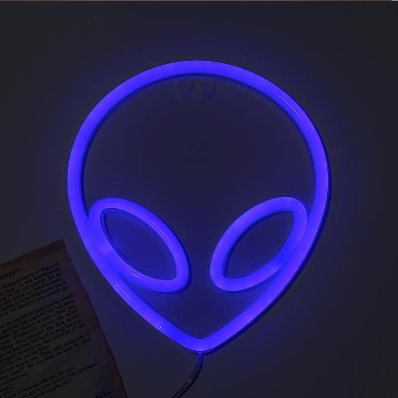 Buy Neon Sign Alien Face Shaped Wall Hanging Lights for Home Children's ...
