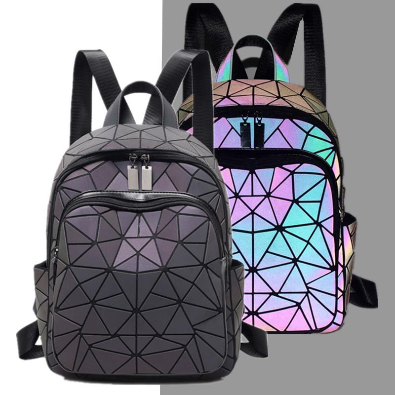 Buy Women Luminous Brand Backpack Fashion Geometric Diamond Travel ...