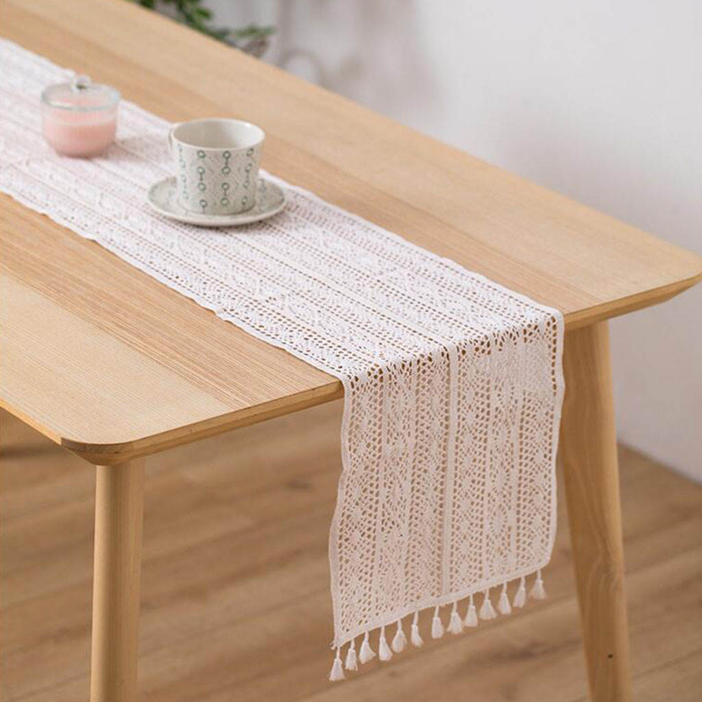 Buy Table Runner Tassel Decoration Breathable Beige for Banquet Studios ...