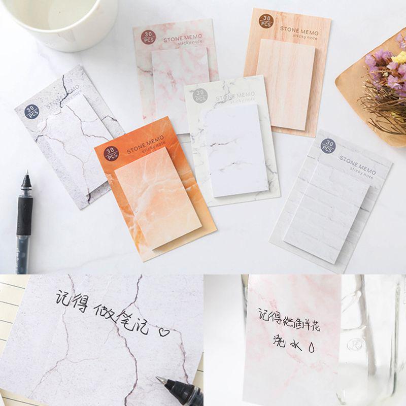 6Pcs/Bag Sticky Notes Memo With Marble Grain For Reminding Plan ...