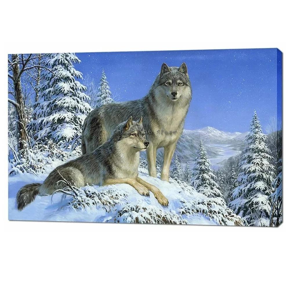 Satın alın 5d Snow Wolves Diy Cross Stitch Diamond Painting Full Square ...