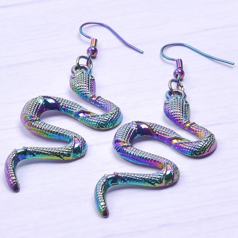 Buy Gold And Silver Seven Color Snake-Shaped Alloy Earrings 45Cm ...