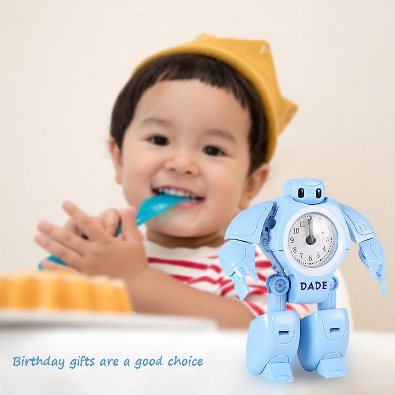Buy Child Robot Alarm Clock Kid Toy Deformation Robot Table Clocks ...