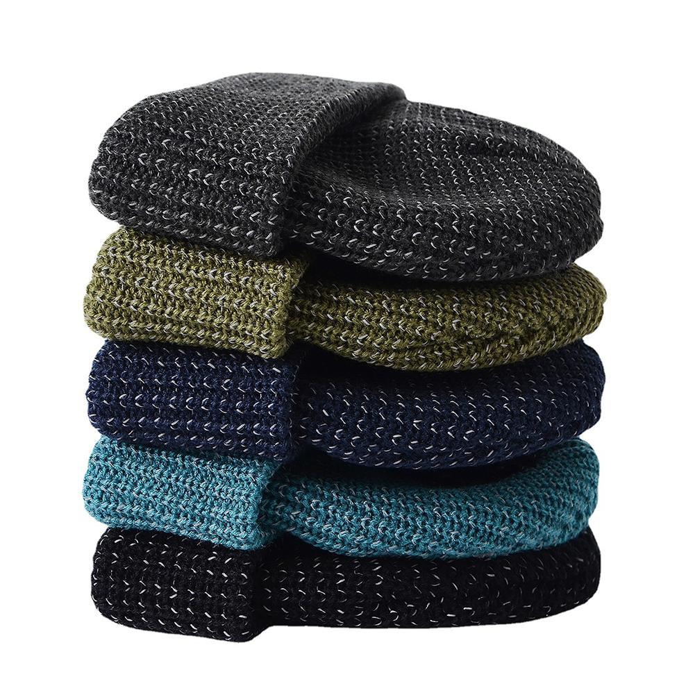 Buy Reflective Knitted Hats For Women Fall Winter Skullies Warm Bonnet ...