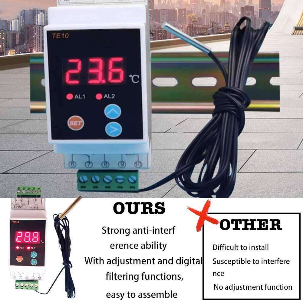 PDTO 90~260V Din Rail Thermostat 2 Way Relay Output Temperature Alarm Controller – the best ...