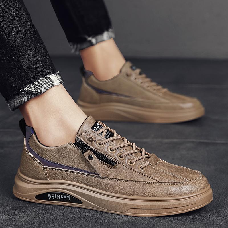 Buy Leather Panel Shoes Low Top Casual Shoes Single Shoes Four Seasons ...
