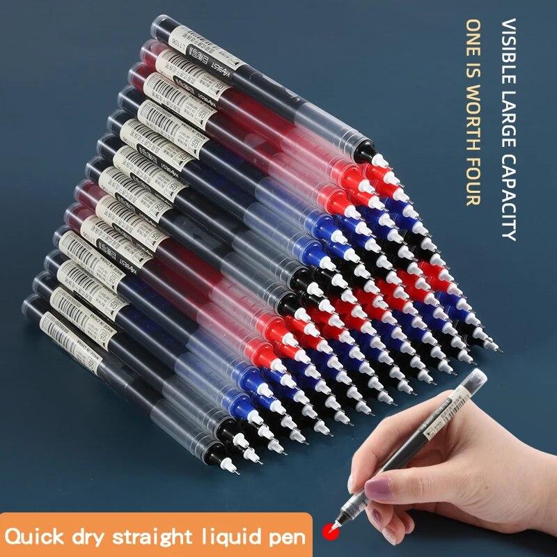 Buy 12pcs Student Neutral Straight Liquid Type Ballpoint Gel Pen 0.5mm ...
