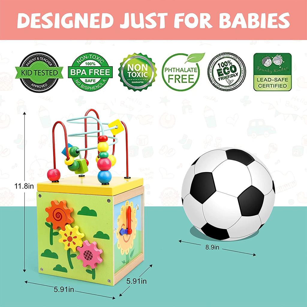 Buy Wooden Baby Activity Cube for Toddlers 1-3 Activity Cube Learning ...