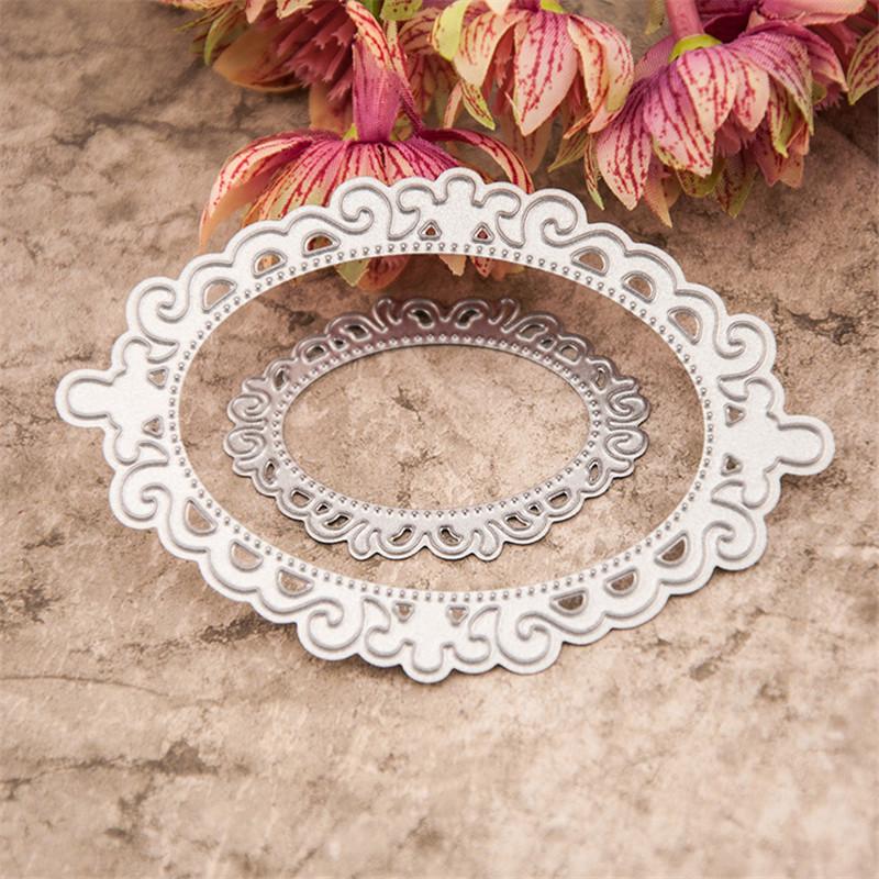Buy Metal Oval Po Frame Cutting Die Stencil Diy Scrapbook Album Paper ...