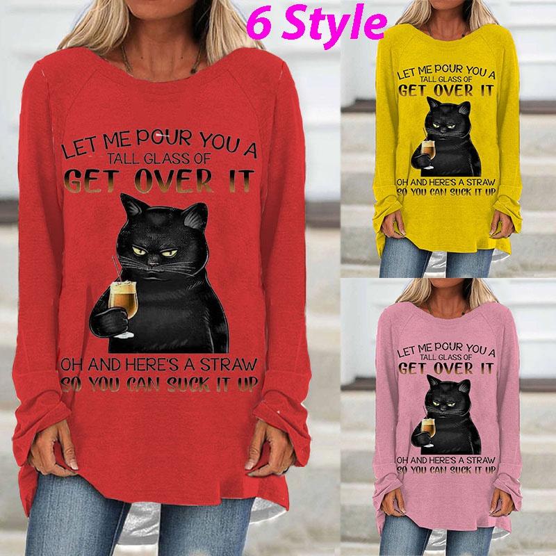 Herbst und Winter Frauen Lustige schwarze Katze Lassen Sie mich Sie ...