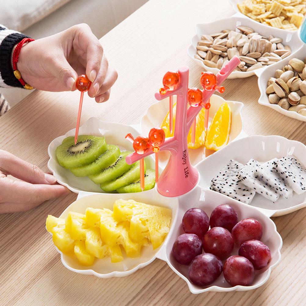 Buy Plastic Fruit Plate with Tree-shaped Decoration and Fruit Picks for ...