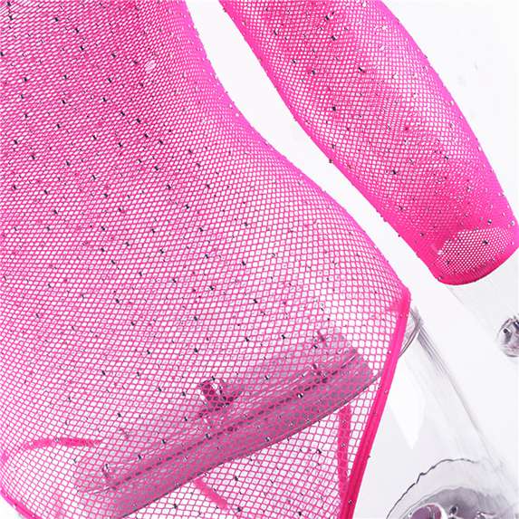 Cheap Rhinestones Slash Neck Sexy Bodysuit Fishnet Mesh Transparent ...