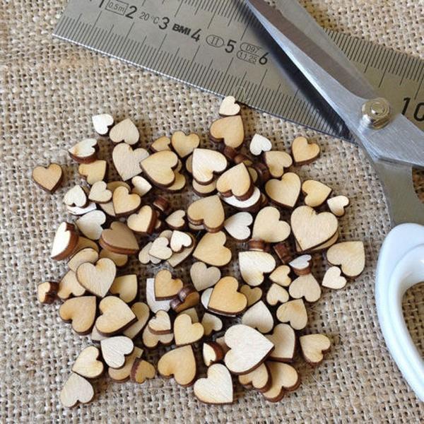 Buy 100pcs Mixed Rustic Wooden Love Heart Wedding Table Scatter ...