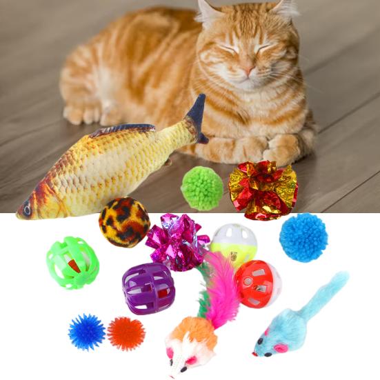 Buy 14Pcs Game Toy Pet Toys Safe Scratch-resistant Cat Plush Mice Balls ...