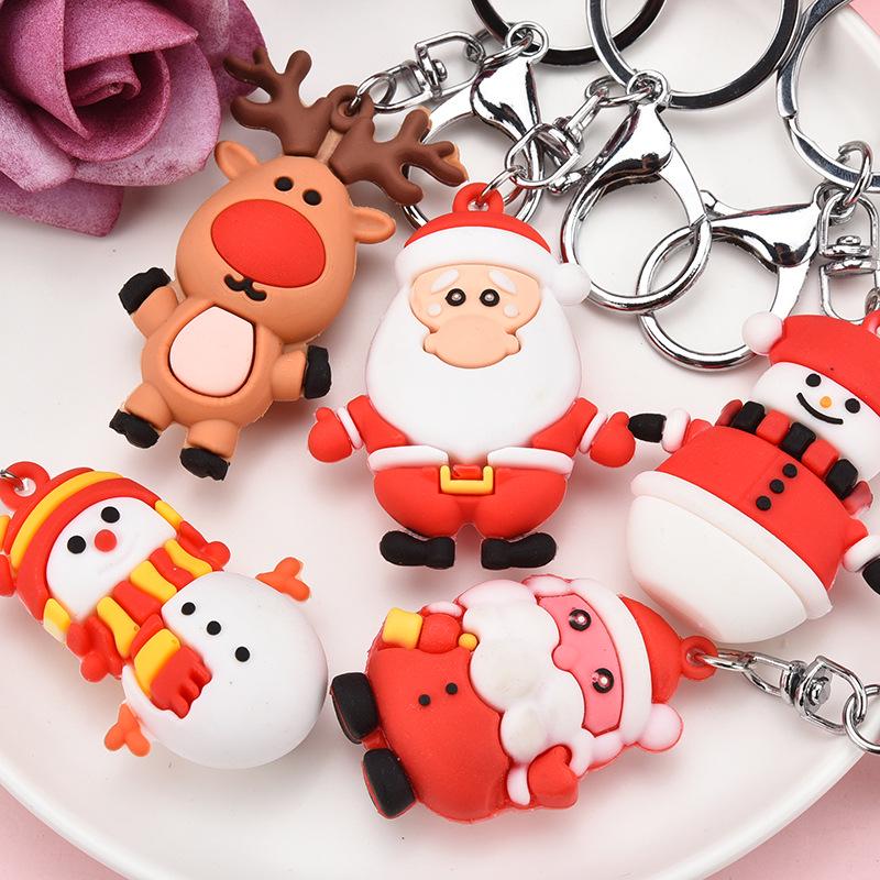 1PCS Santa Claus Reindeer Key Ring Christmas Gift Cartoon Keychain For ...