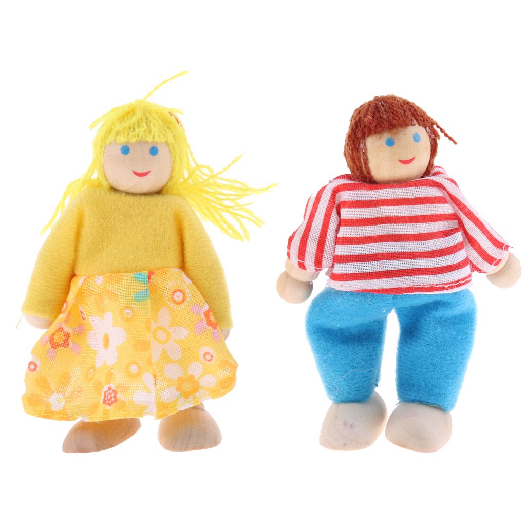 2 Pieces Wooden Puppet Doll Toy Dollhouse Dolls uygun fiyatlı satın ...
