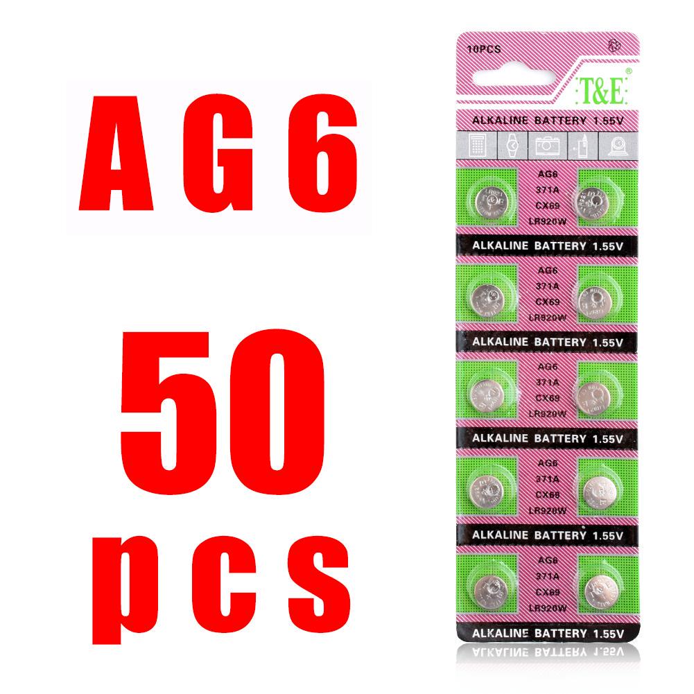1.55V 50pcs AG6 Alkaline Batteries SG6 SR69 LR920SW V371 LR921 Coin ...