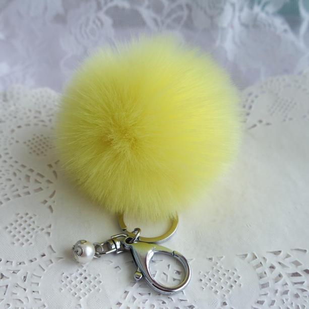 Buy Faux Rabbit Fur Ball Keychain Bag Plush Car Key Ring Car Key ...