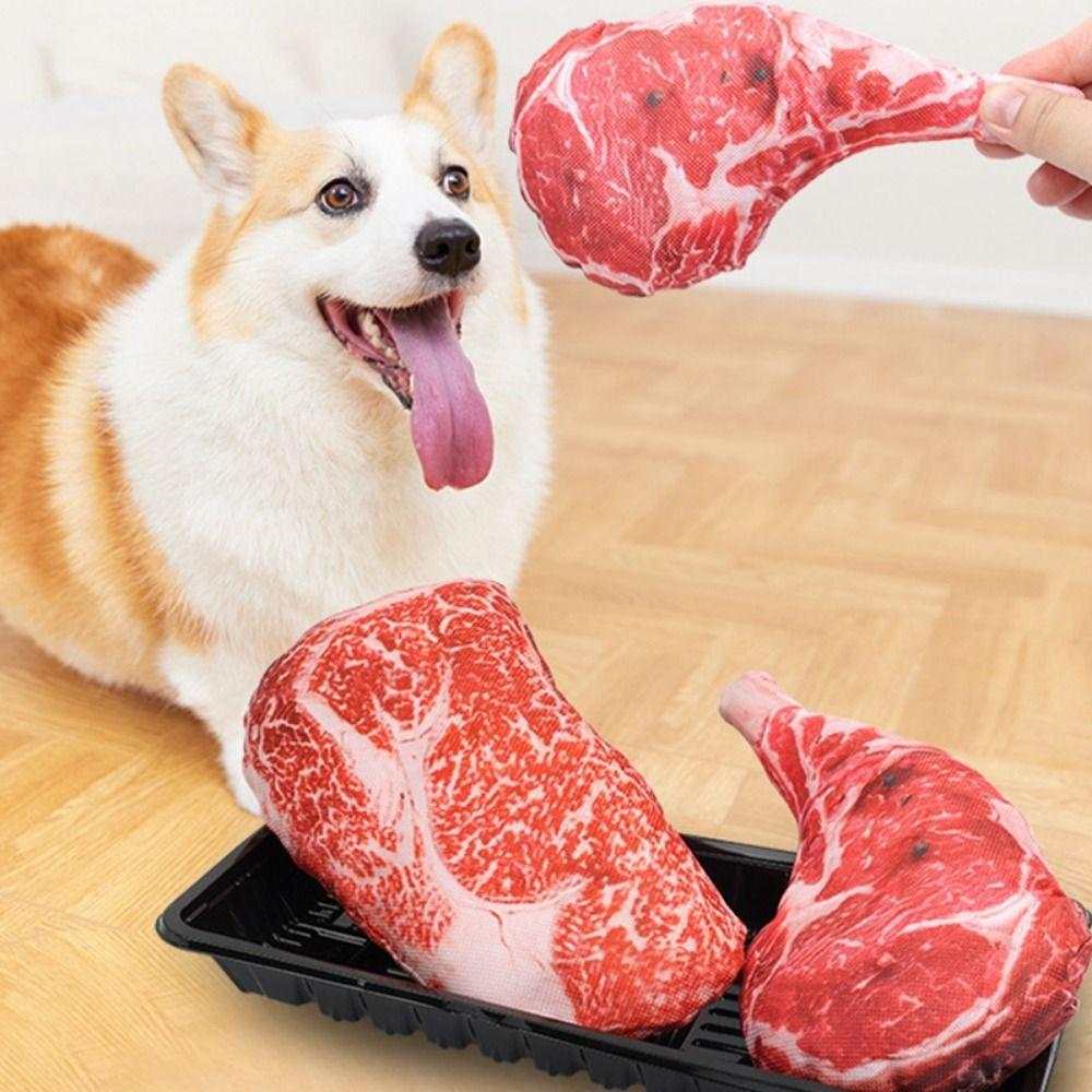 Buy Simulation Dog Simulation Steak Toy Sounding Pet Chew Steak Steak ...