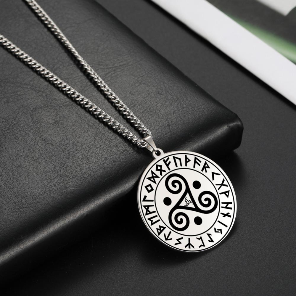 Buy Wicca Necklace Men Triskele Triple Spiral Symbol Occult Pagan ...
