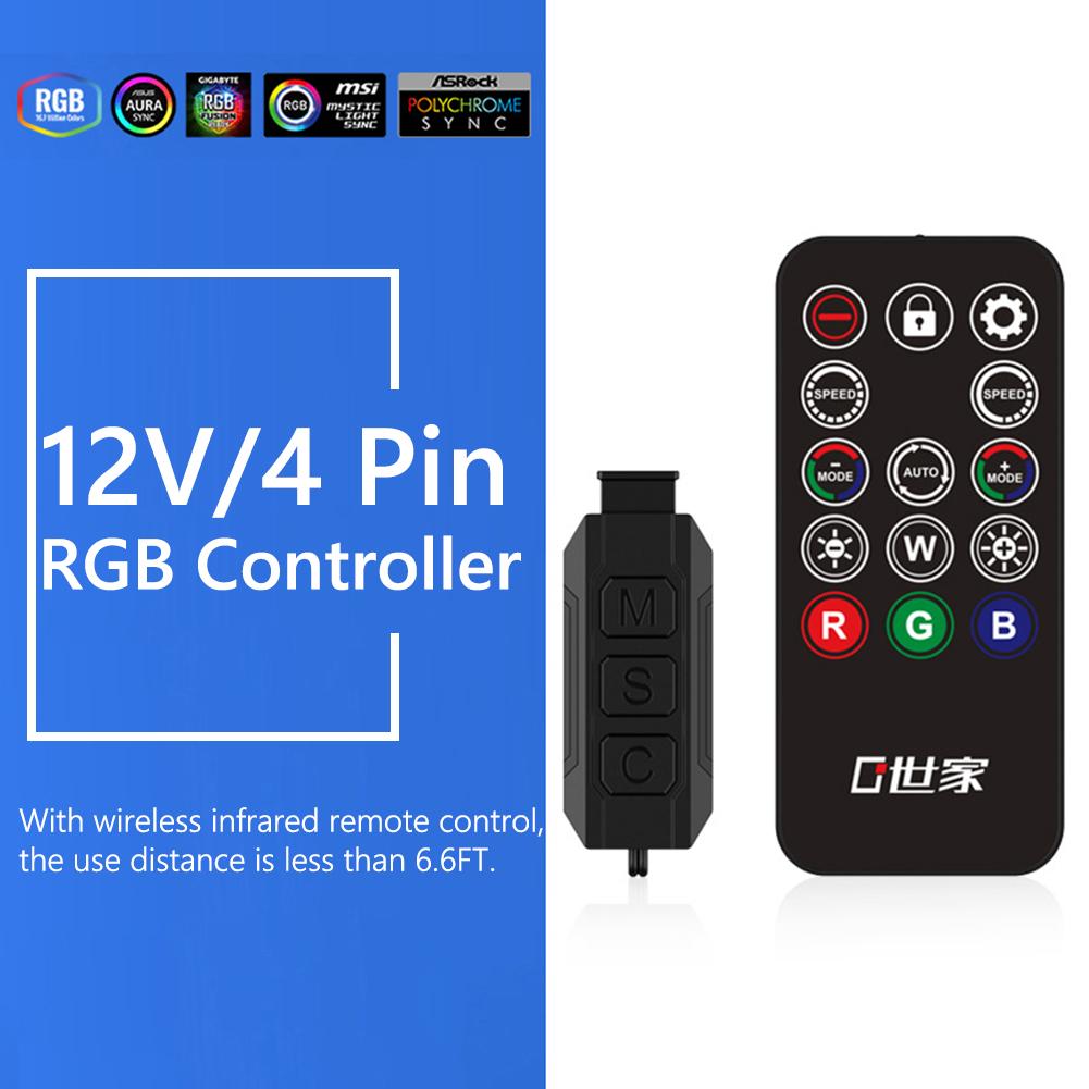 Buy TEUCER 2V 4 Pin RGB Controller PC Case LED Light Strip IR Remote ...
