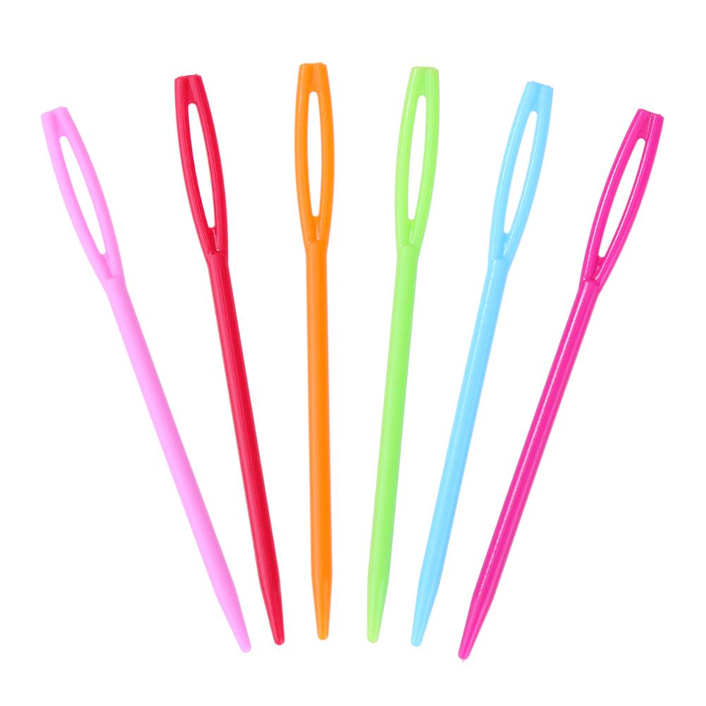 Buy 100pcs Plastic Sewing Needles Knitting Crochet Hooks Sweater ...