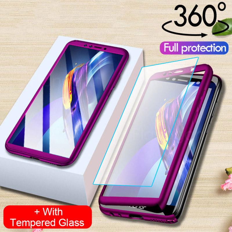 Buy Full Protection Hard PC Phone Case With Tempered Glass Screen ...