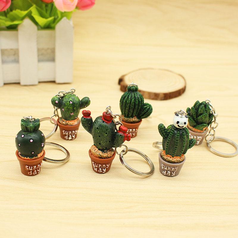 Car Key Ring Keychain Cute Resin Cactus Keyring Green Plant Pendant ...