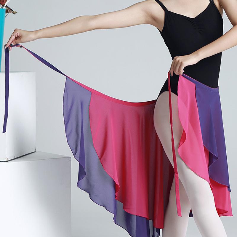 Buy Long Wrap Ballet Skirt Women Chiffon Ballet Dress 2 Layers Skirts ...