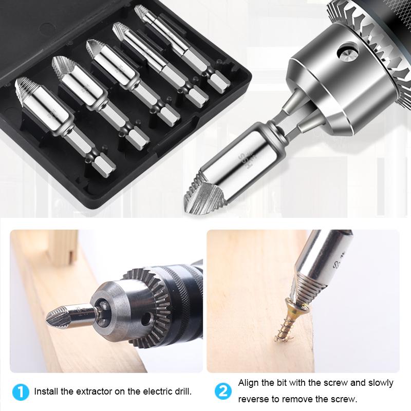 Buy 5pcs/set Damaged Screw Extractor Drill Bit Broken Bolt Screw ...