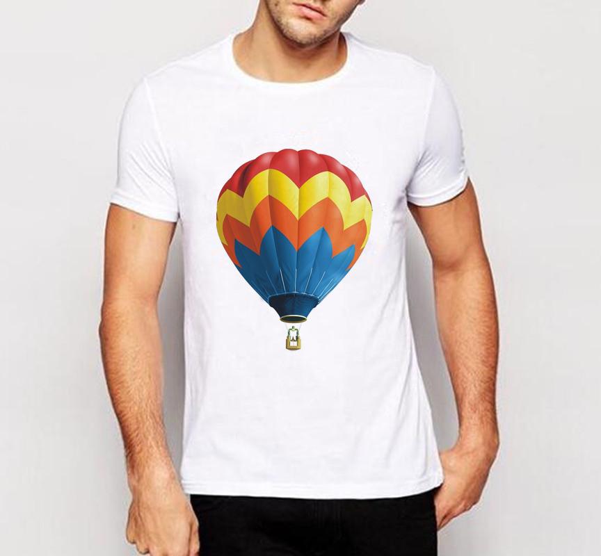 Buy Mens Fashion Air Balloon Printing Personalized Men Short Sleeve T ...