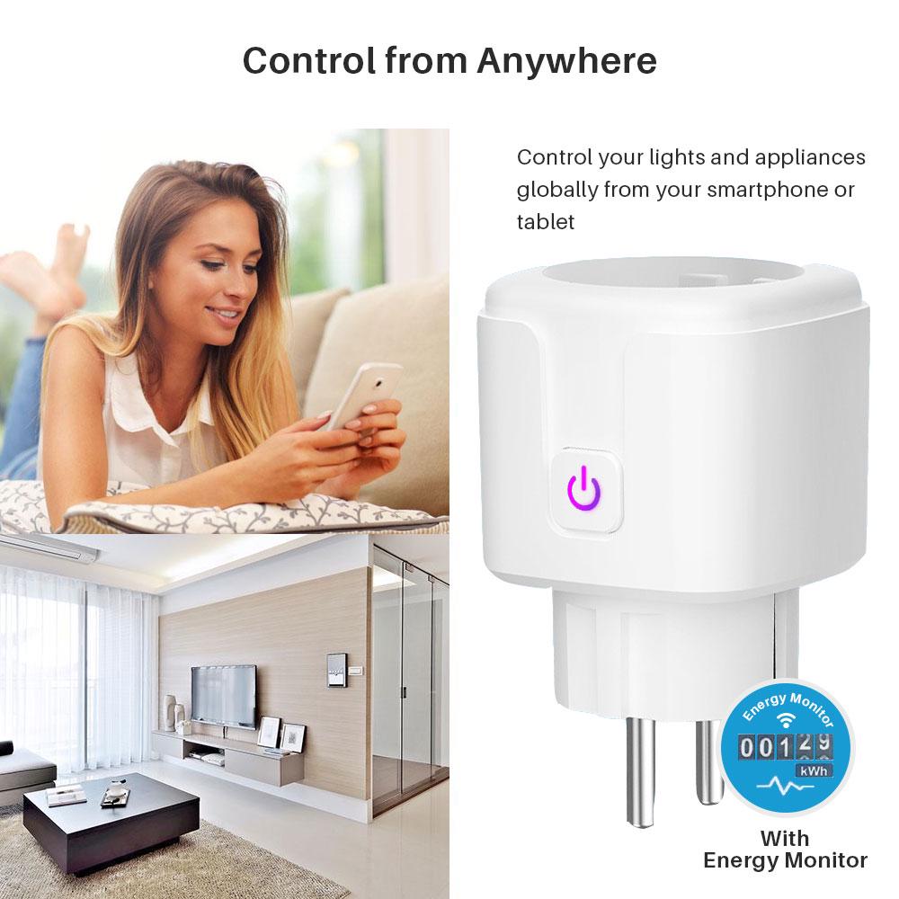 Buy Smart Plug WiFi Socket EU 16A Power Monitor Timing Function Tuya SmartLife APP Control Works ...