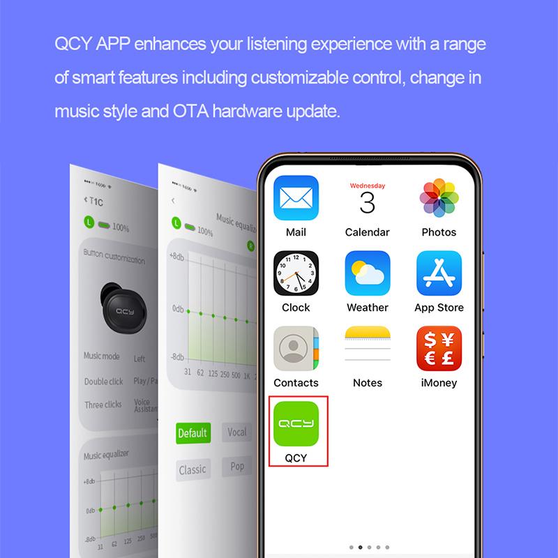 Buy Xiaomi QCY T10 Wireless Earphones Bluetooth Dual-Armature Headphones APP Intelligent Control ...