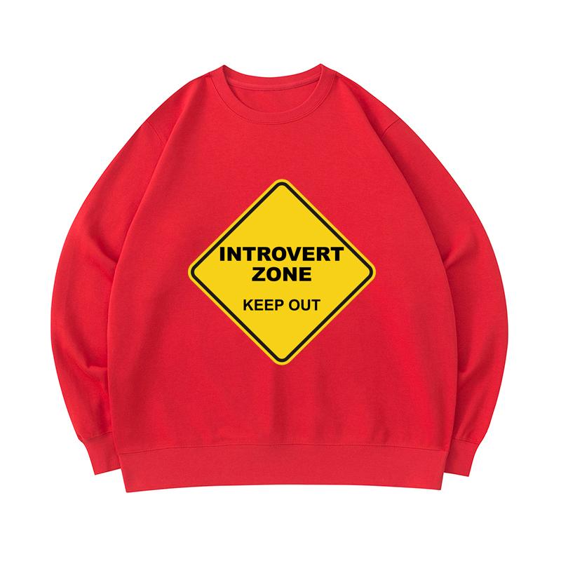 Buy Men's 300 GSM 100% Cotton Sweatshirt Introvert Zone Keep Out Print ...