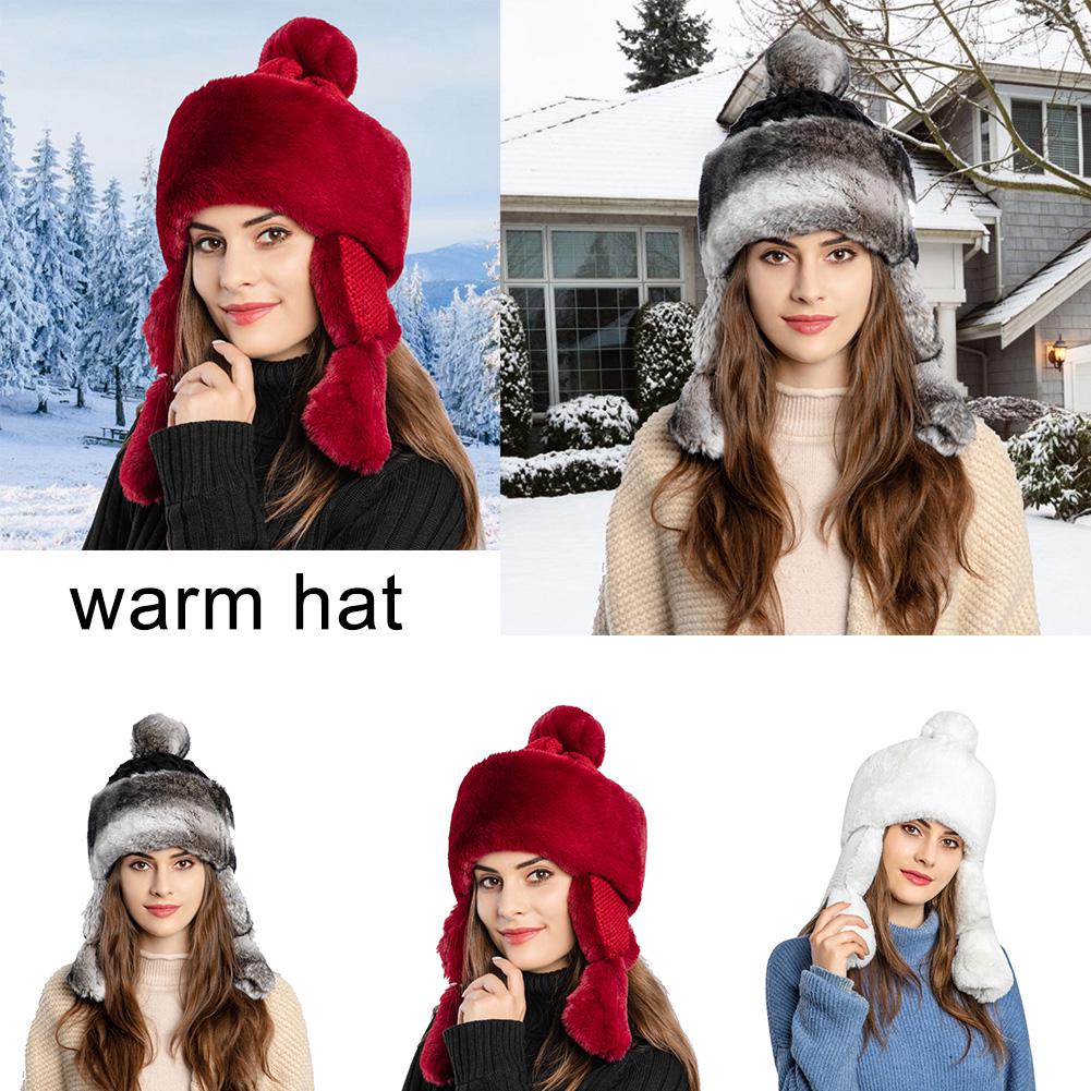 Buy Artificial Fluffy Hat Warm Cap Windproof Hat with Ear Flaps for ...