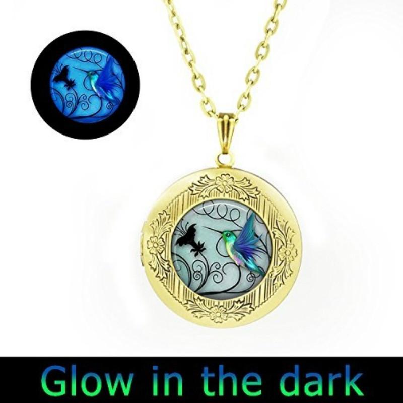 Buy Glowing Hummingbird Locket Jewelry Blue Hummingbird Locket Necklace ...