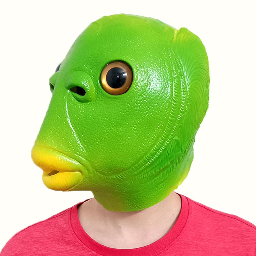 Buy Unisex Adult Green Fish Head Mask Headgear Enamel Funny Cosplay ...