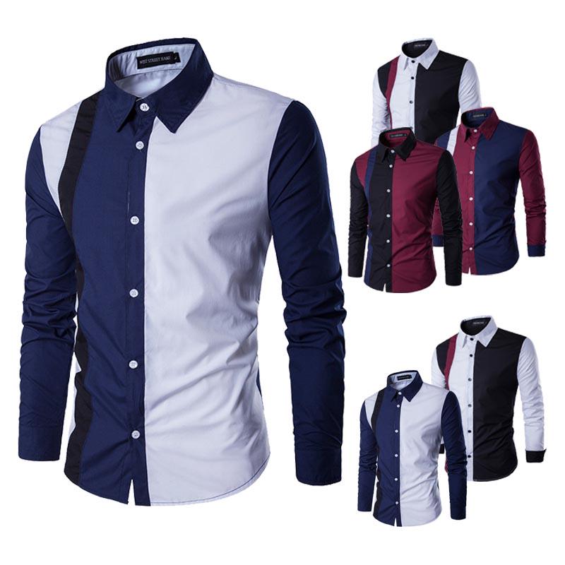 Buy Men's Mixed Color Casual Printed Long Sleeve Shirts Business Shirts ...